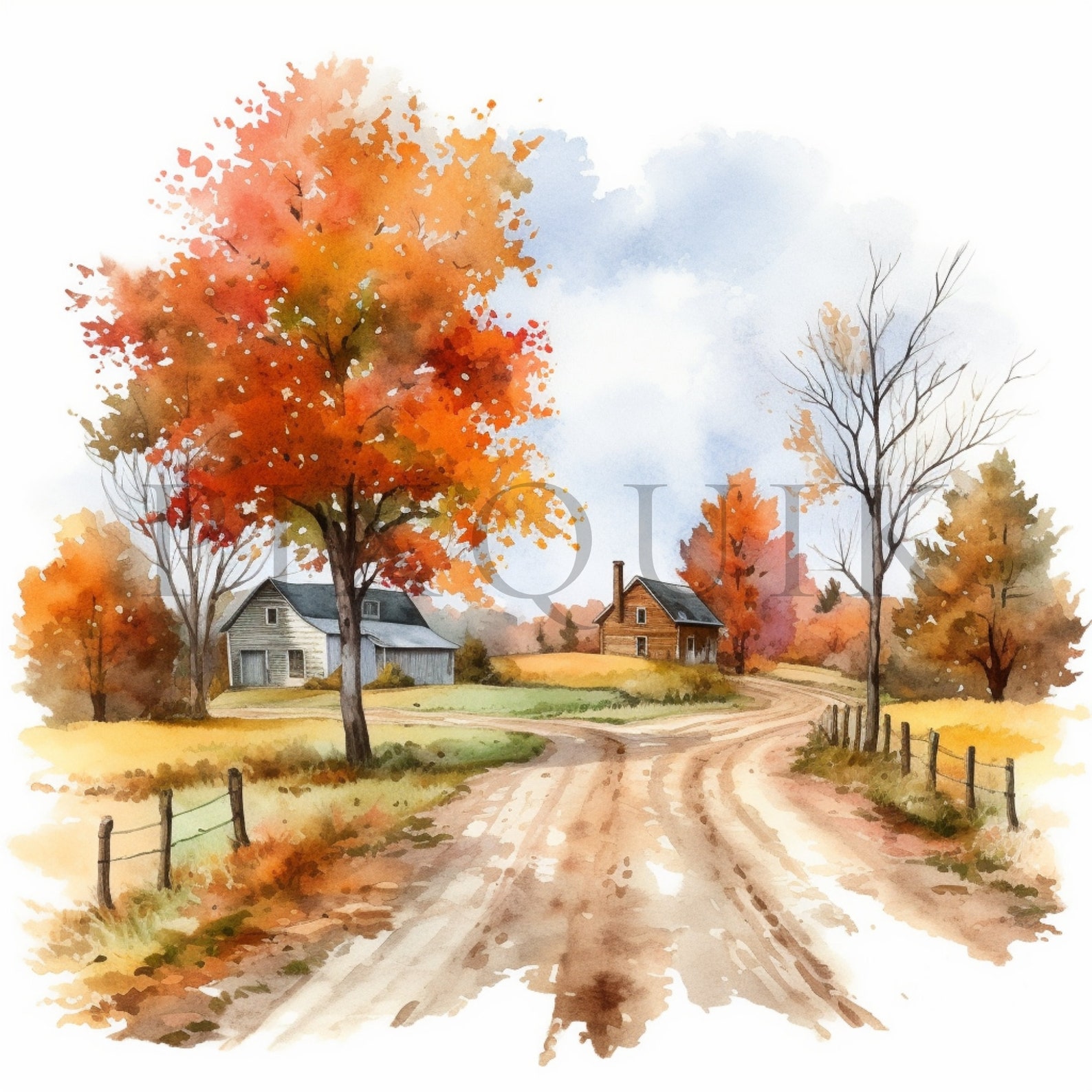 Autumn Scene Clipart 10 High Quality Jpgs Digital Download Fall Scenes ...