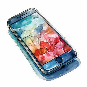 Watercolor Cellphone Clipart Set | Mobile Phone Illustrations (digital ...
