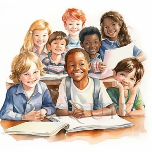 Watercolor Student Clipart: Diverse Learning Images (digital Download ...