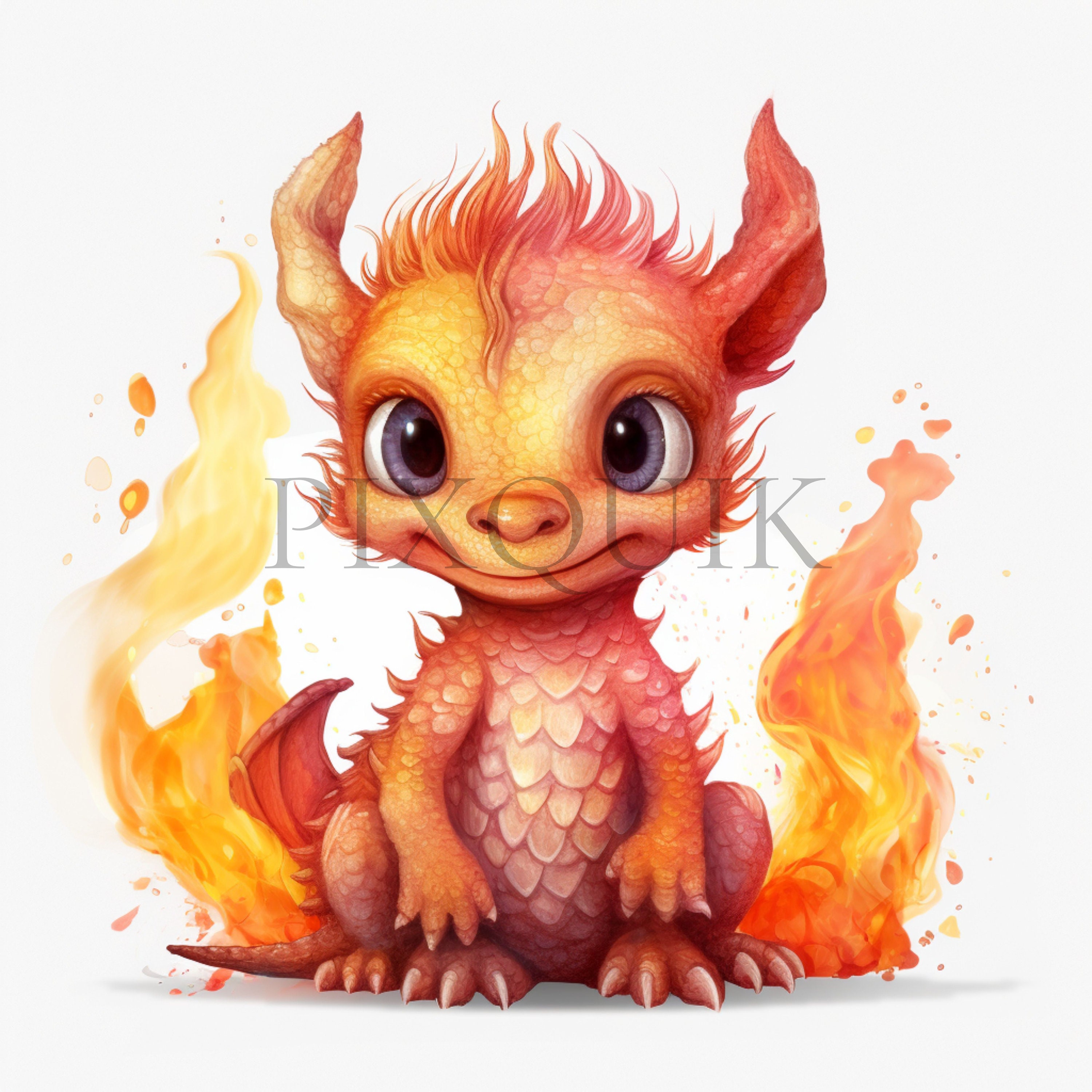 Fire Baby Dragon Clipart 10 High Quality Jpgs Instant Digital Download ...
