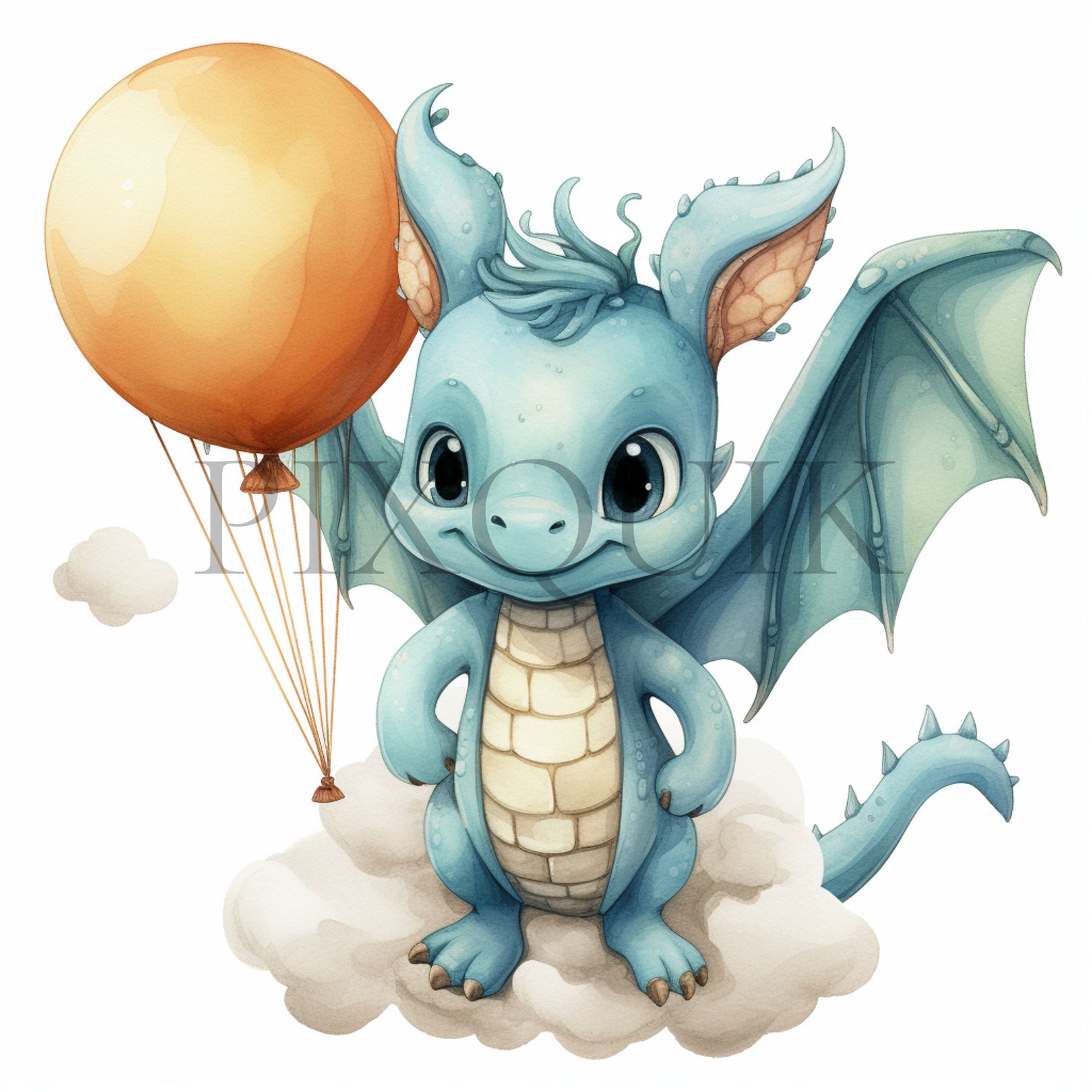 Hot Air Balloon Dragon Clipart Set 10 High Quality Jpgs Magical Dragon ...