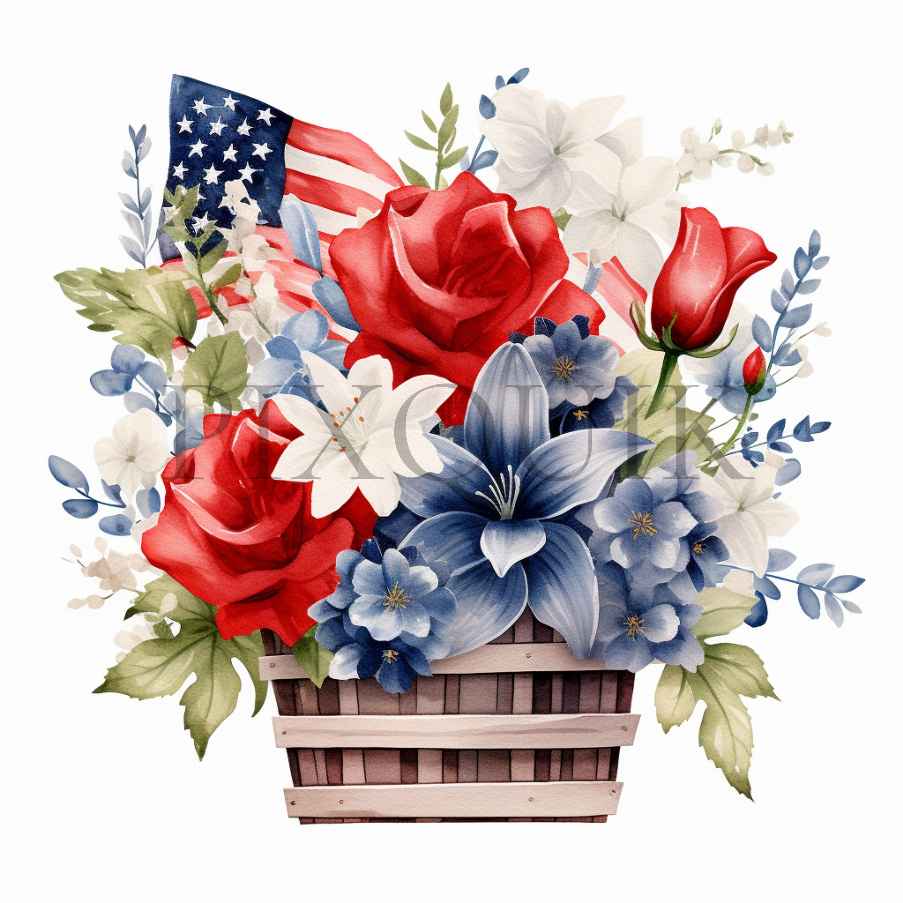 4th of July Floral Clipart 10 High Quality Jpg's Digital Download ...