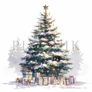 Watercolor Holiday Tree Clipart | 10 High Quality Jpg's | Digital ...