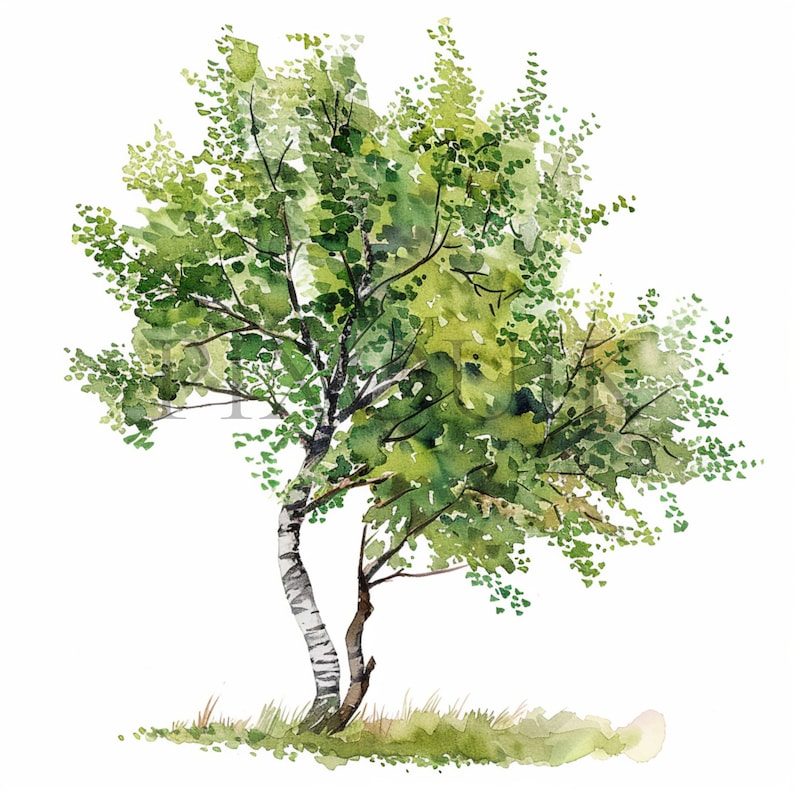 Alder Tree Clipart | Watercolor Style, Commercial Use (digital Download ...
