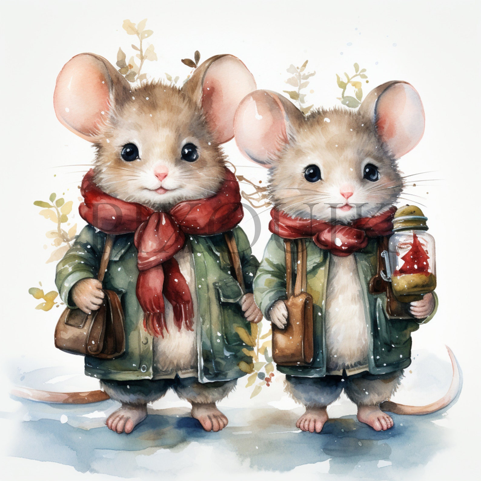 Christmas Mouse Clipart | Holiday Mice JPG Graphics (digital Download ...