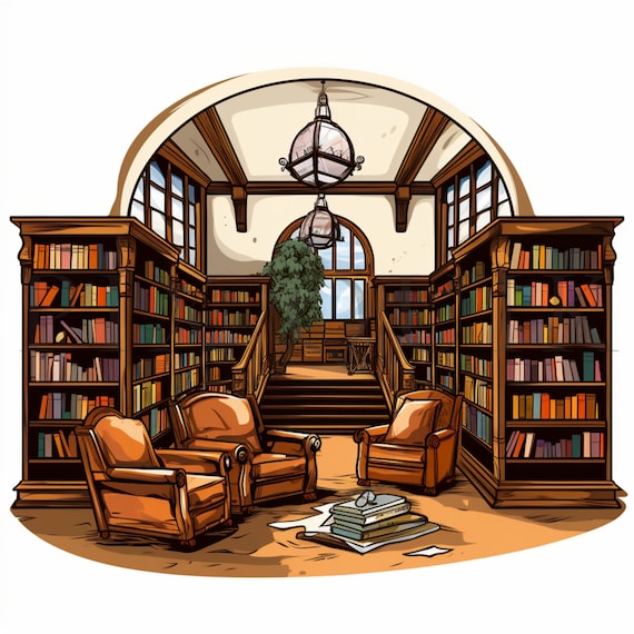 Library Cartoon Drawing