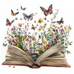 Floral Open Book Clipart Bundle | Junk Journals | Fantasy Open Book and ...