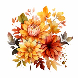 Autumn Flowers Clipart | 10 High Quality Jpgs | Digital Download ...