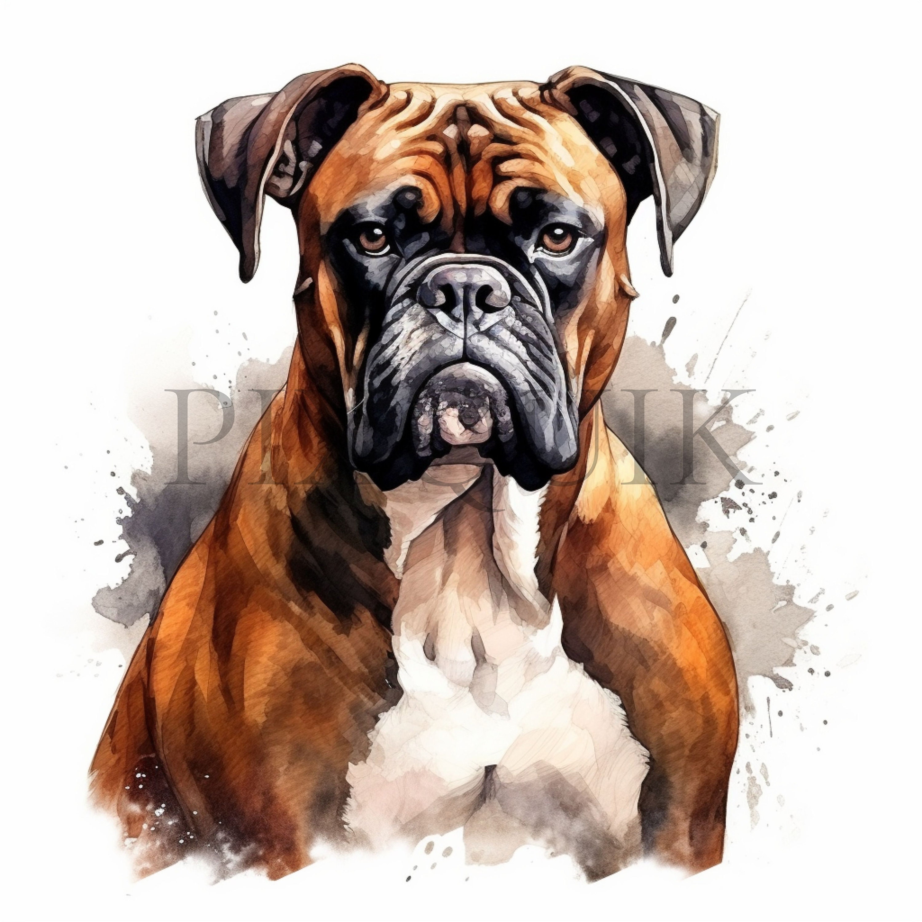 Watercolor Boxer Dog Clipart Watercolor Bundle 10 High Quality Jpgs Dog ...