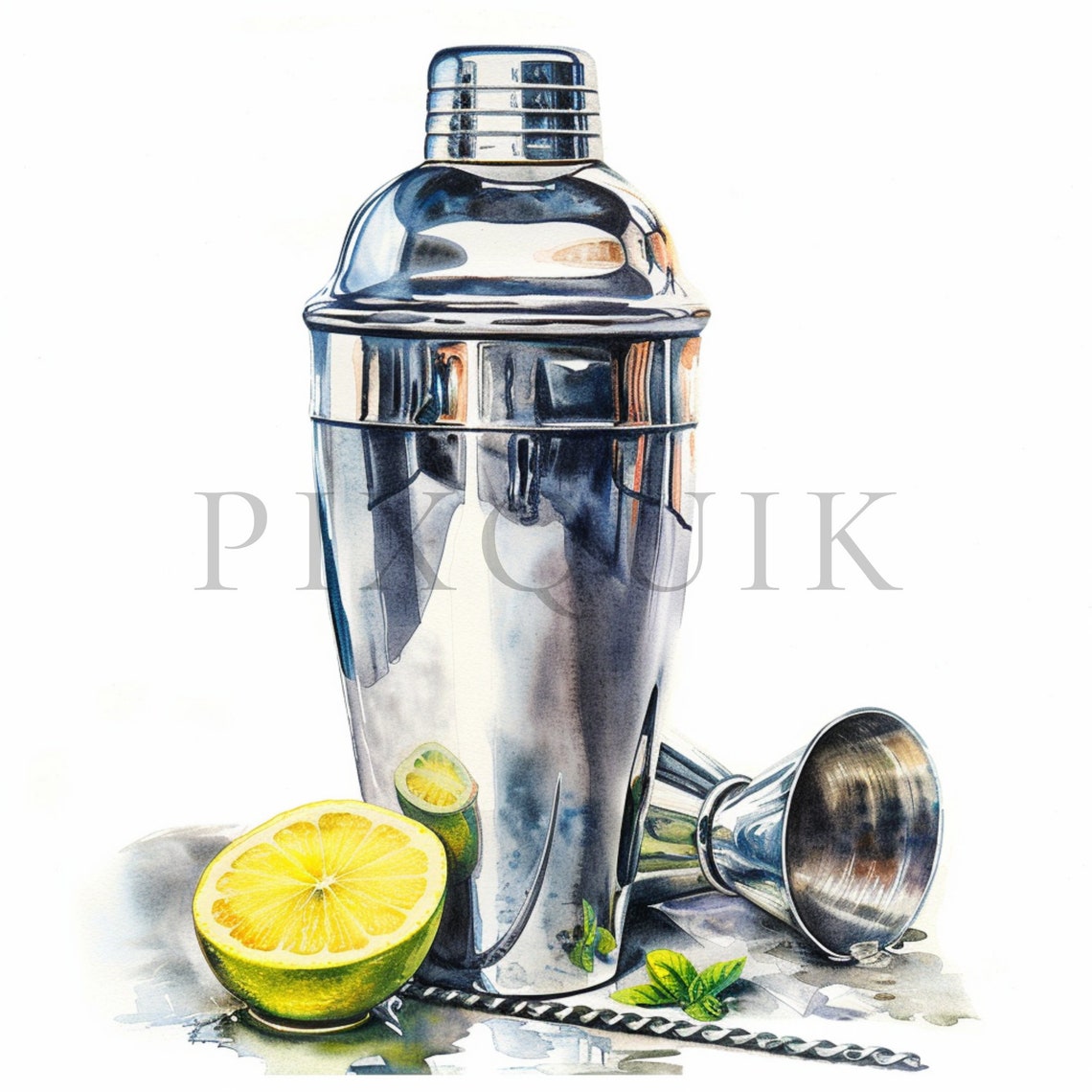 Watercolor Cocktail Shaker Clipart | Beverage Illustration (digital ...