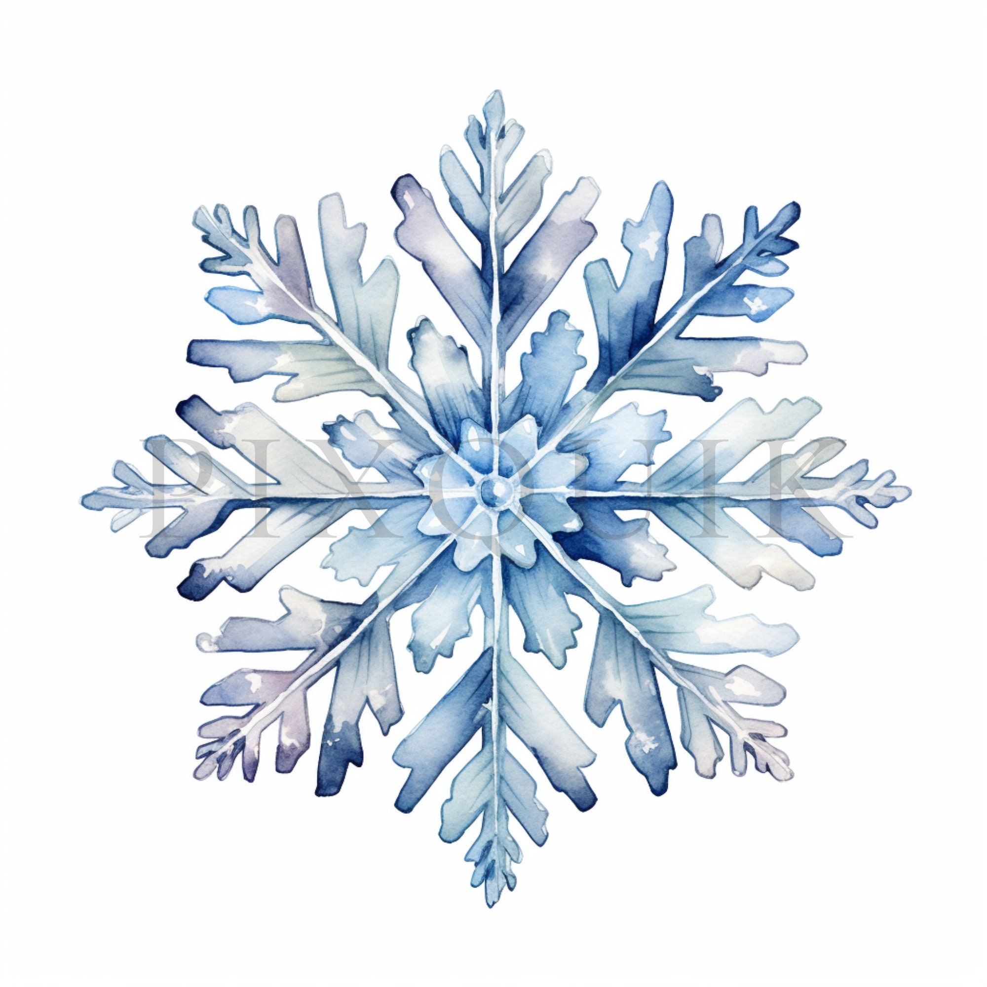 Snowflake Clipart 10 High Quality Jpgs Watercolor Snowflake Clipart ...