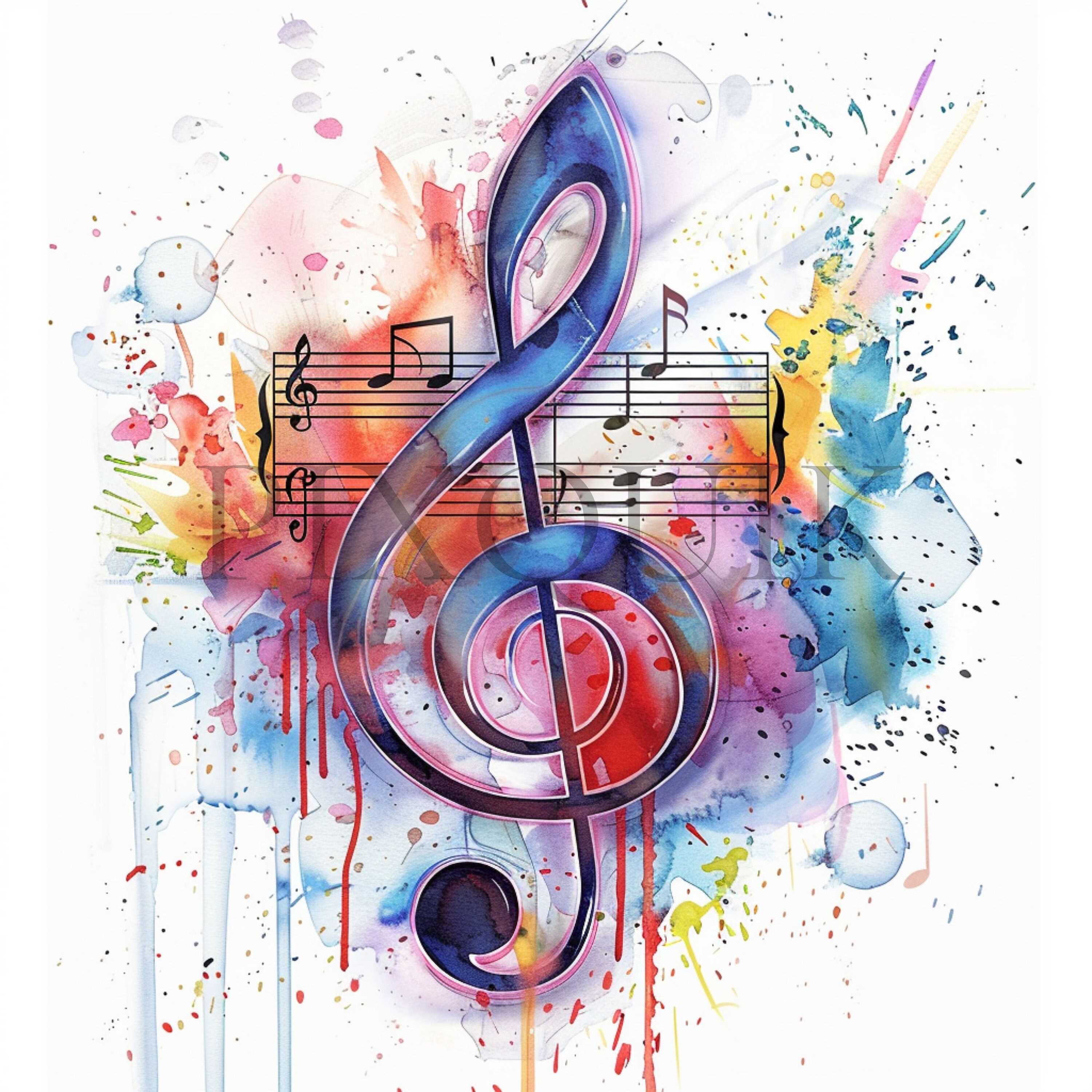 Watercolor Music Notes Clipart | High Resolution Jpgs (digital Download ...