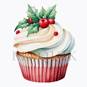 Holiday Cupcake Clipart 10 High Quality Jpgs Digital Download Card ...