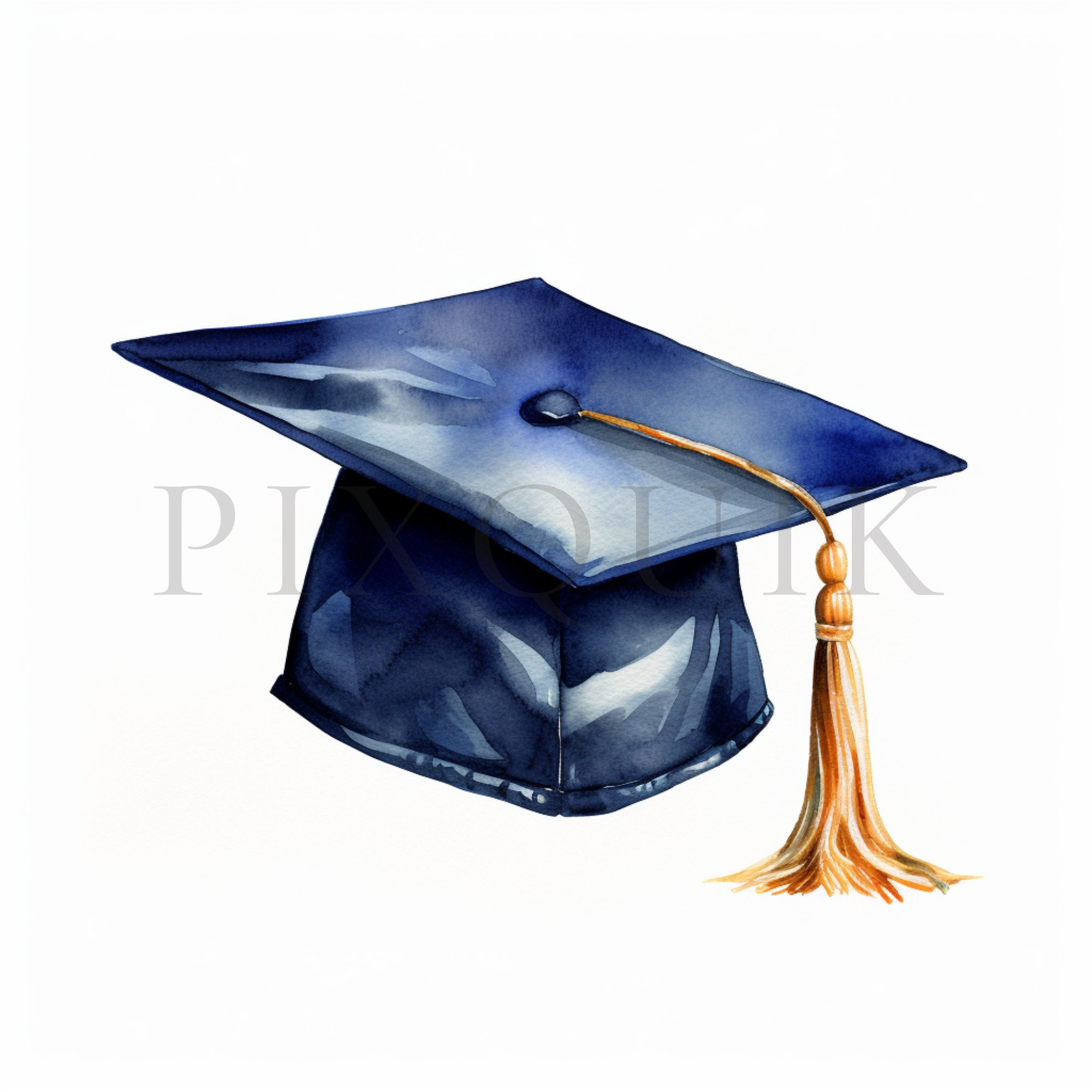 Watercolor Graduation Cap Clipart - 10 High Quality Jpgs | Digital ...