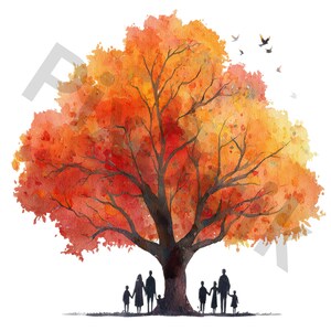 Watercolor Family Tree Clipart Set | Autumn Theme (digital Download) - Etsy