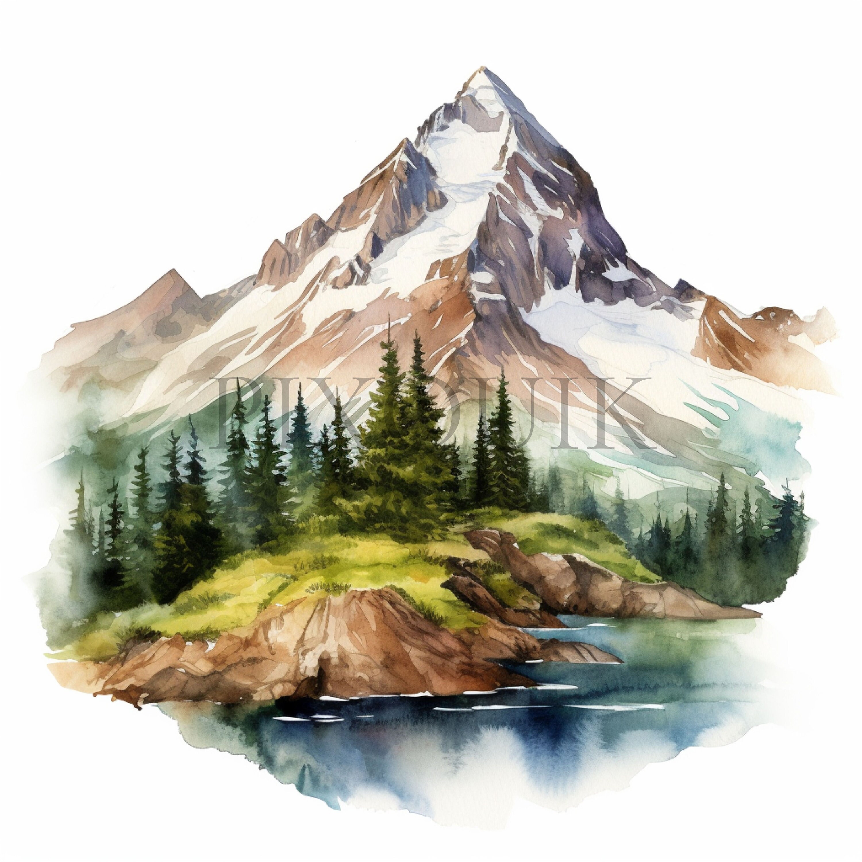 Watercolor Mountain Clipart 10 High Quality Jpgs Instant Digital ...