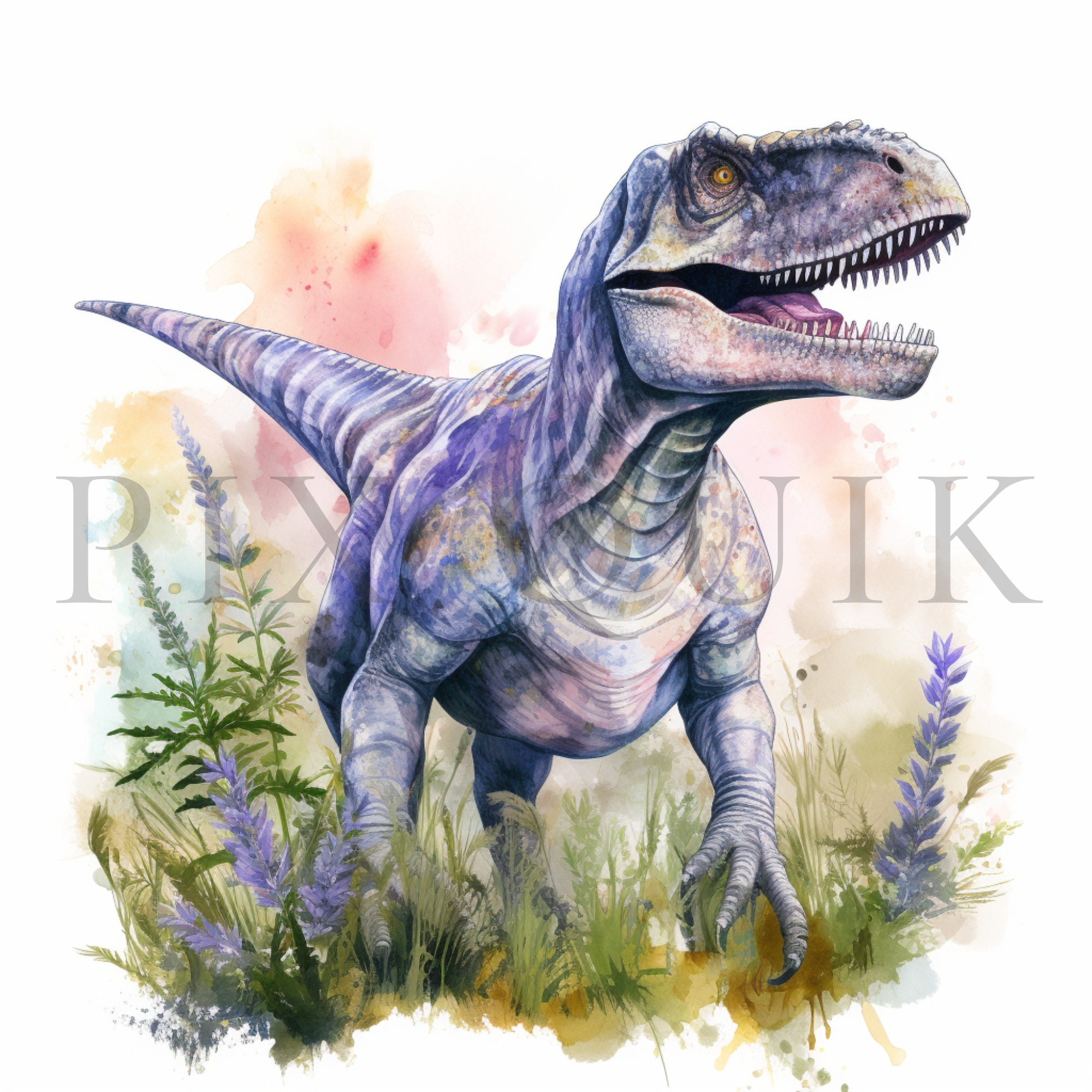 Watercolor Dinosaur Clipart – High Quality Jpgs, Card Making (digital ...