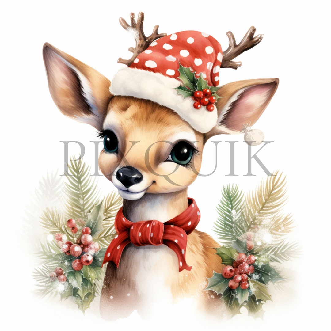 Christmas Fawn Clipart | 10 High Quality Jpg's | Digital Download ...