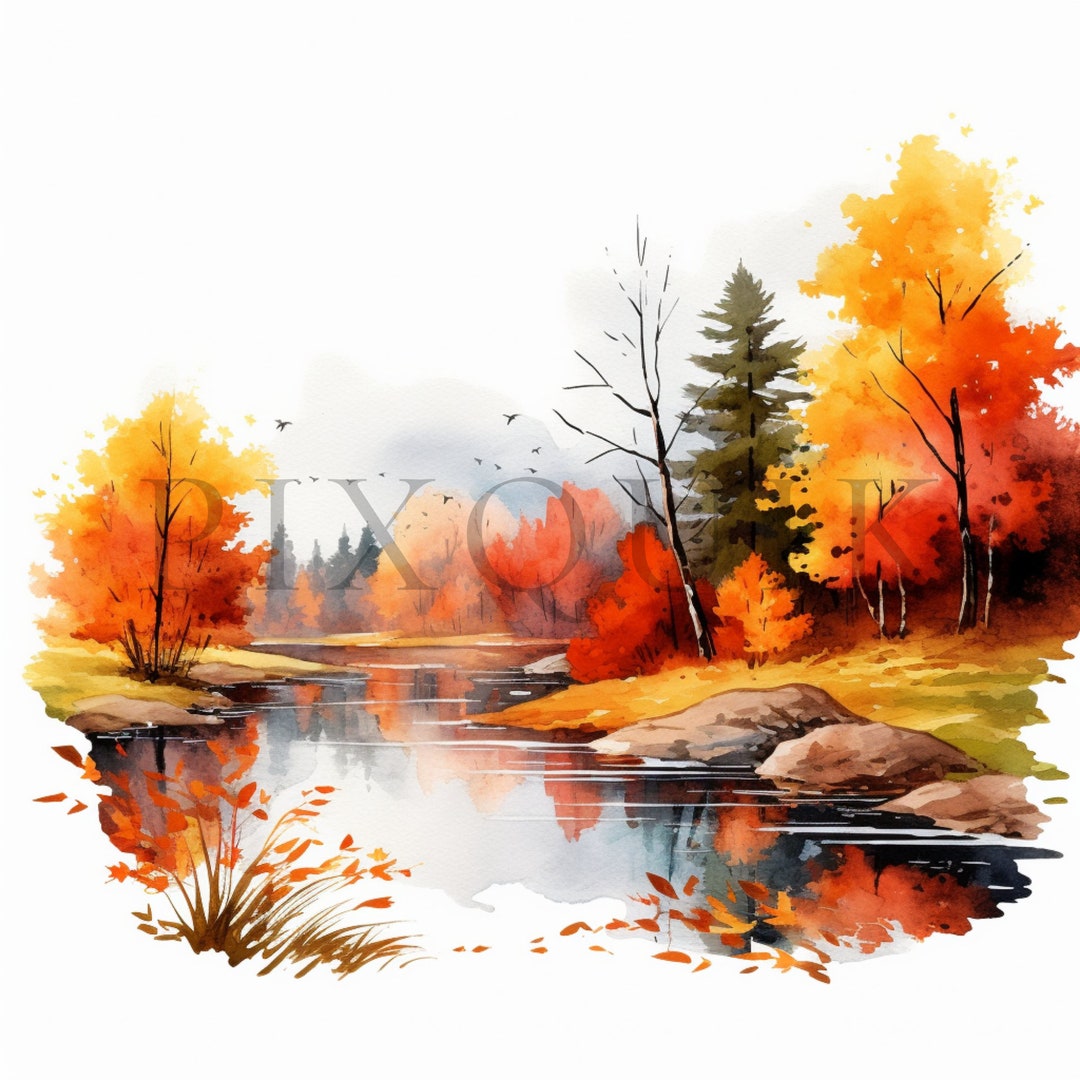Fall Landscape Clipart | 10 High Quality Jpgs | Digital Download | Fall ...