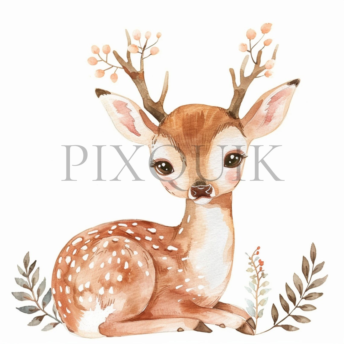 Watercolor Deer Clipart | Woodland Animal Graphics (digital Download ...