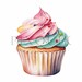 Watercolor Birthday Cupcake Clipart | Colorful Jpgs (digital Download ...