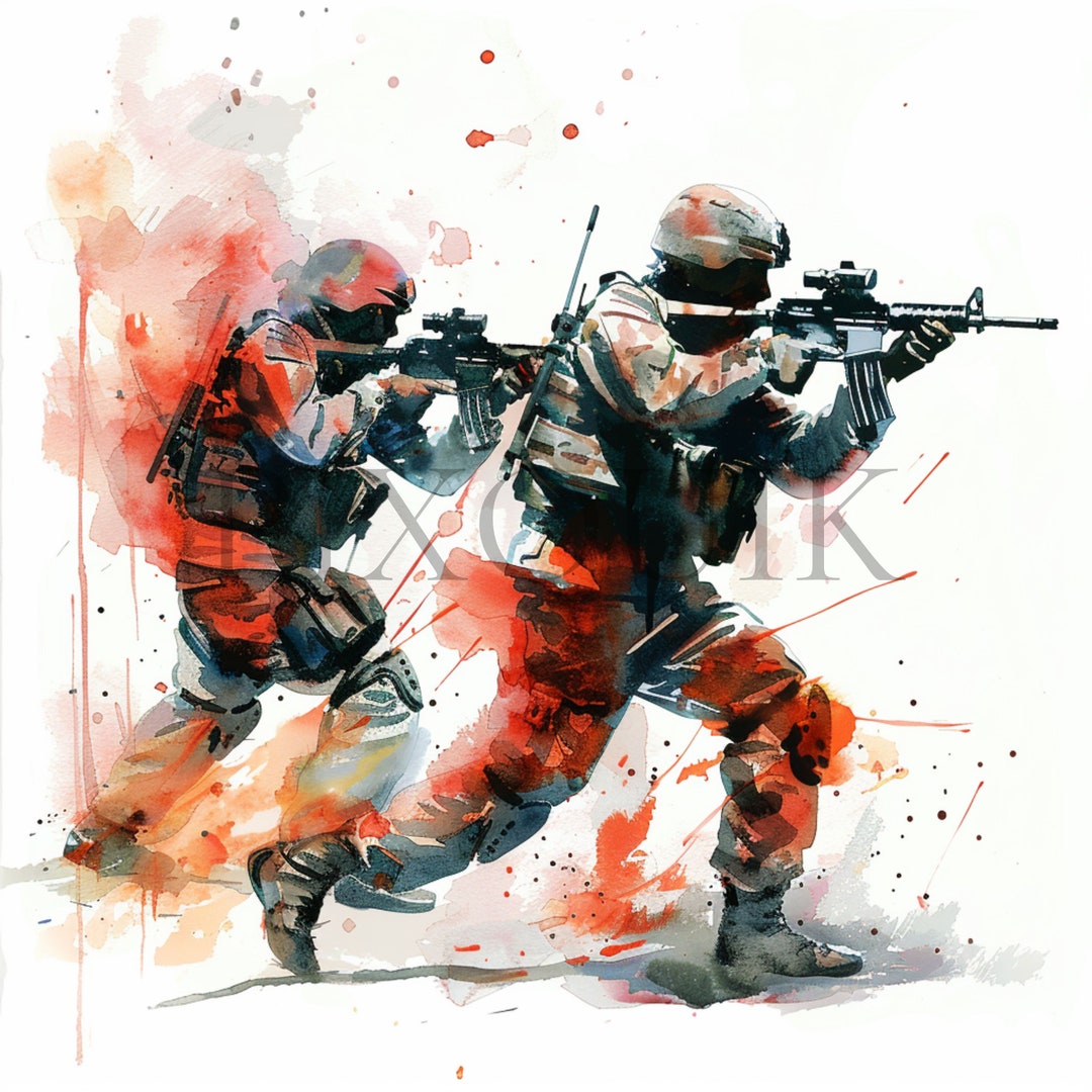 Watercolor Combat Clipart | 10 High Quality JPG | Soldiers Clipart ...