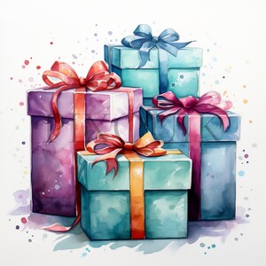 Holiday Present Clipart 10 High Quality Jpg's Digital Download Festive ...