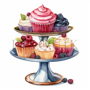Cupcake Stand Clipart | 10 High Quality Jpgs | Digital Download ...