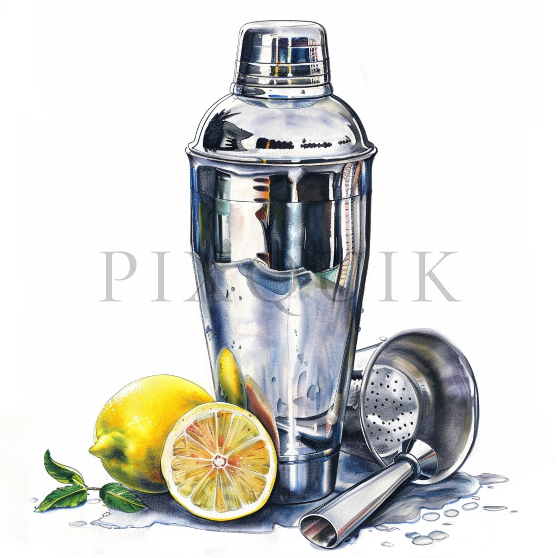 Watercolor Cocktail Shaker Clipart | Beverage Illustration (digital ...