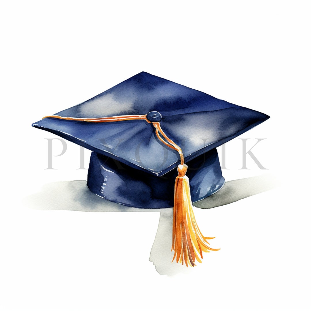 Watercolor Graduation Cap Clipart - 10 High Quality Jpgs | Digital ...
