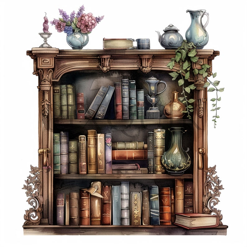 Victorian Style Bookcase Clipart | High Quality JPG | Commercial Use ...