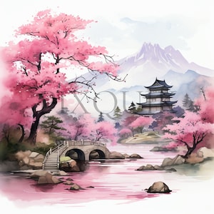 Japanese Landscape Clipart | 10 High Quality Jpgs | Printable Scenic ...