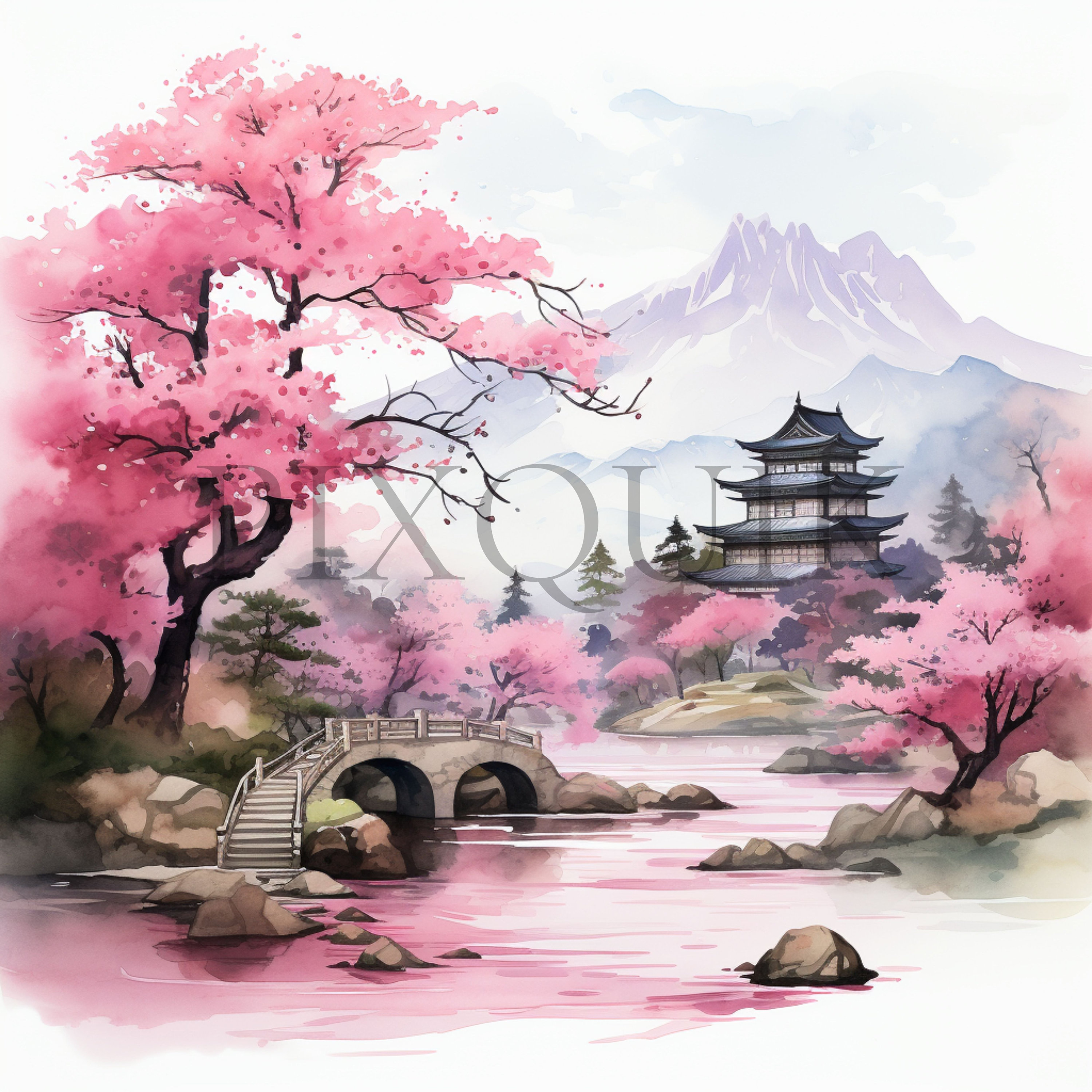 Japanese Landscape Clipart 10 High Quality Jpgs Printable Scenic ...