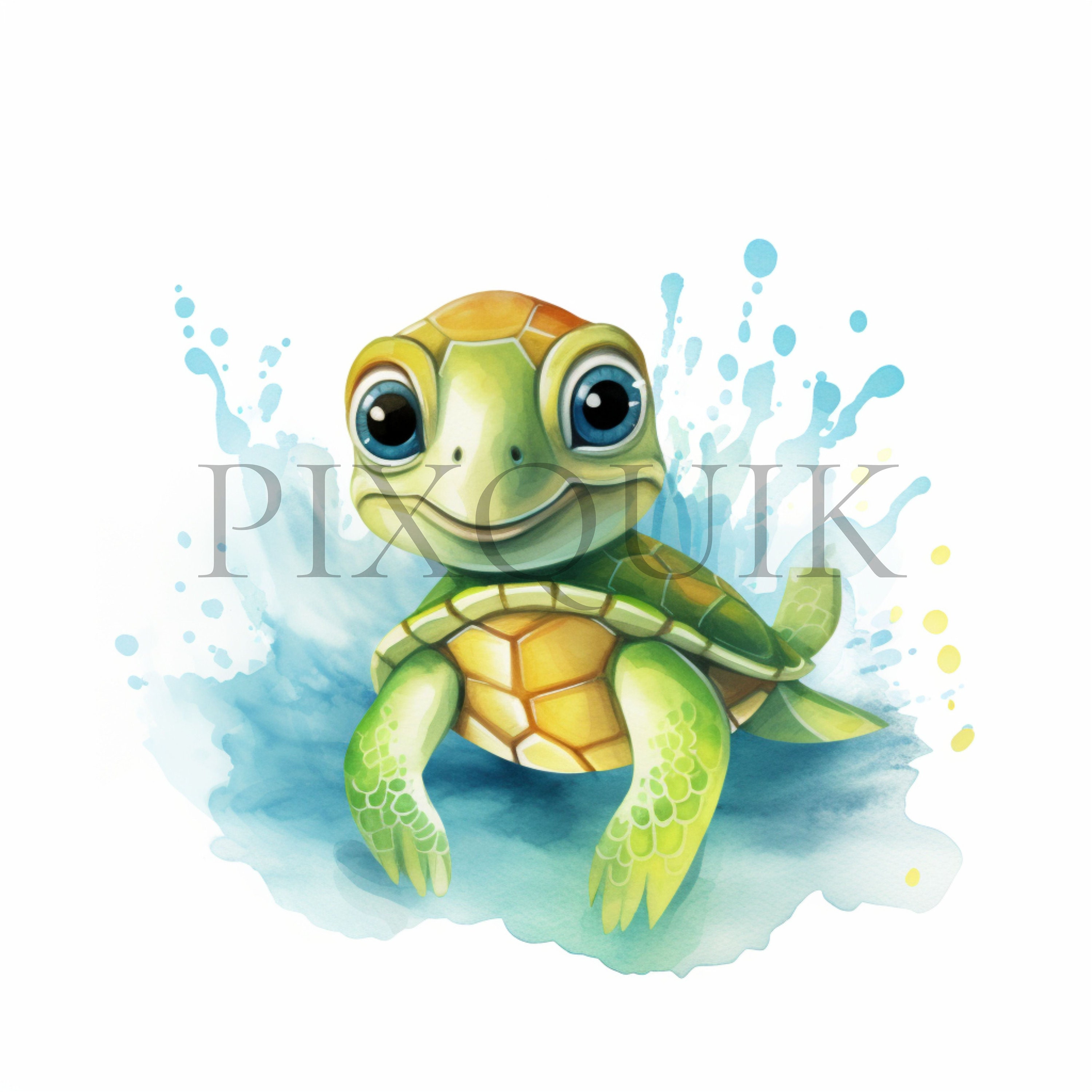 Watercolor Sea Turtle Clipart | Cute JPG Images (digital Download) - Etsy