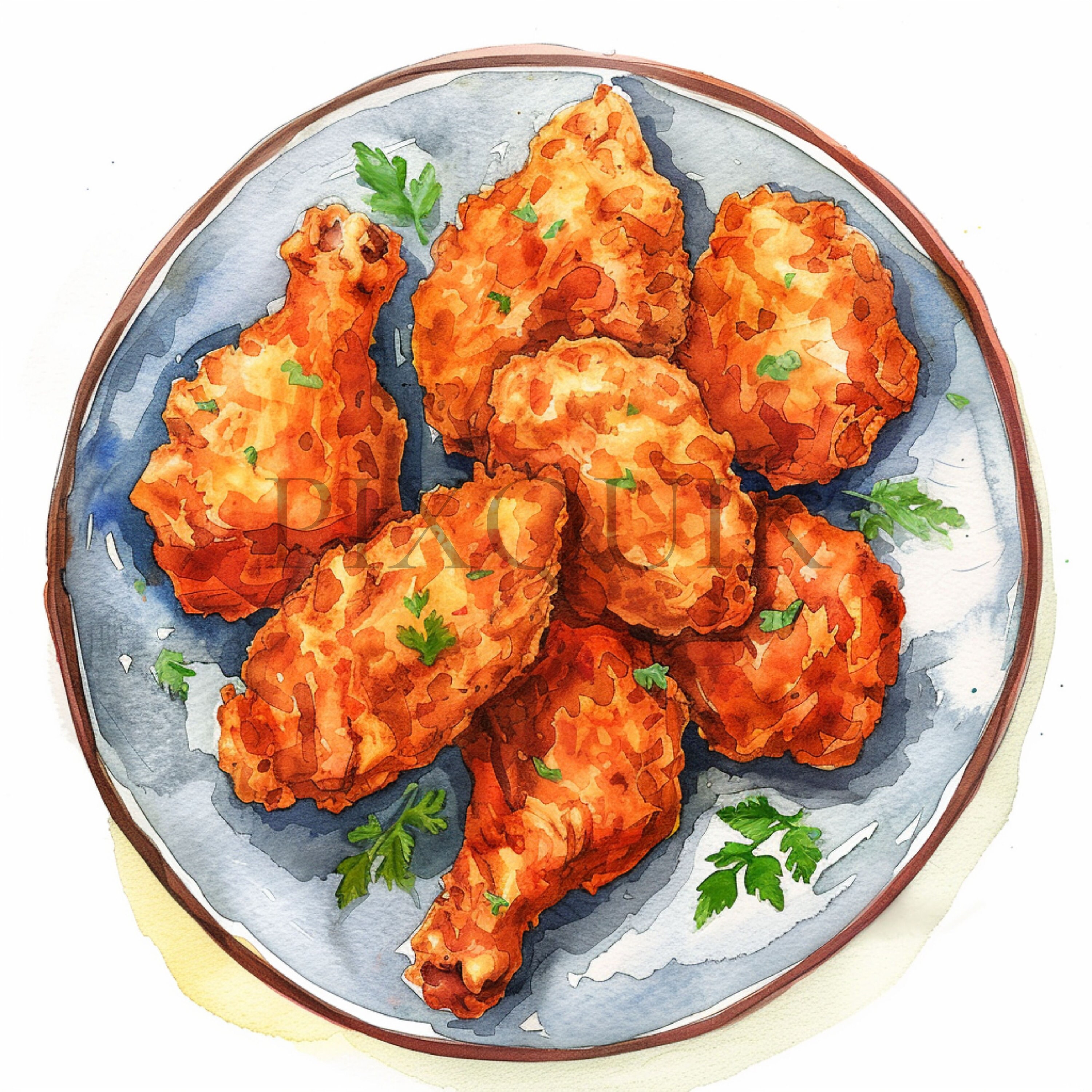 Watercolor Fried Chicken Clipart 10 High Quality Jpgs Fried Chicken ...