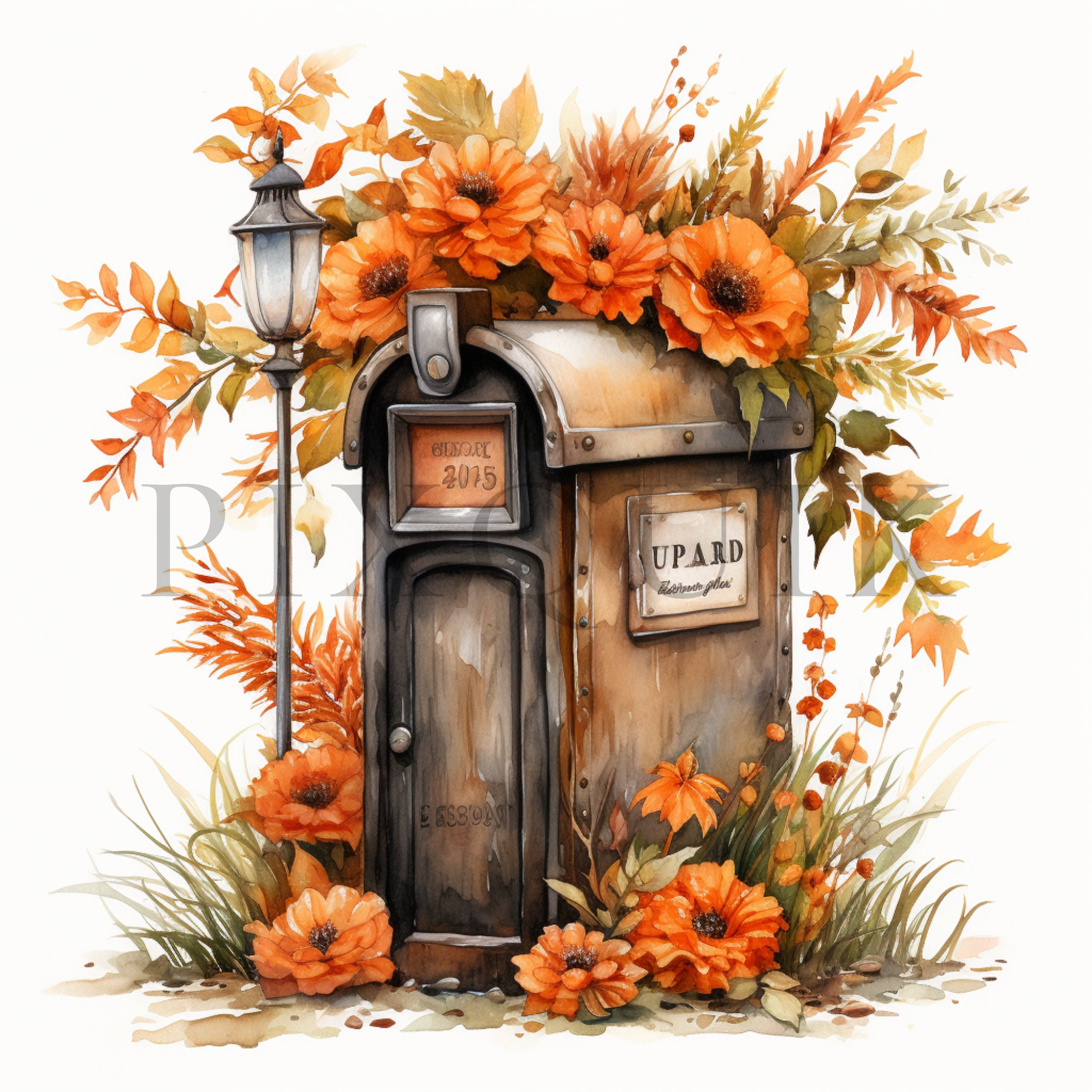 Autumn Mailbox Clipart 10 High Quality Jpgs Digital Download Flower ...