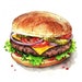 Watercolor Hamburger Clipart | Tasty Fast Food Illustration (jpgs) - Etsy