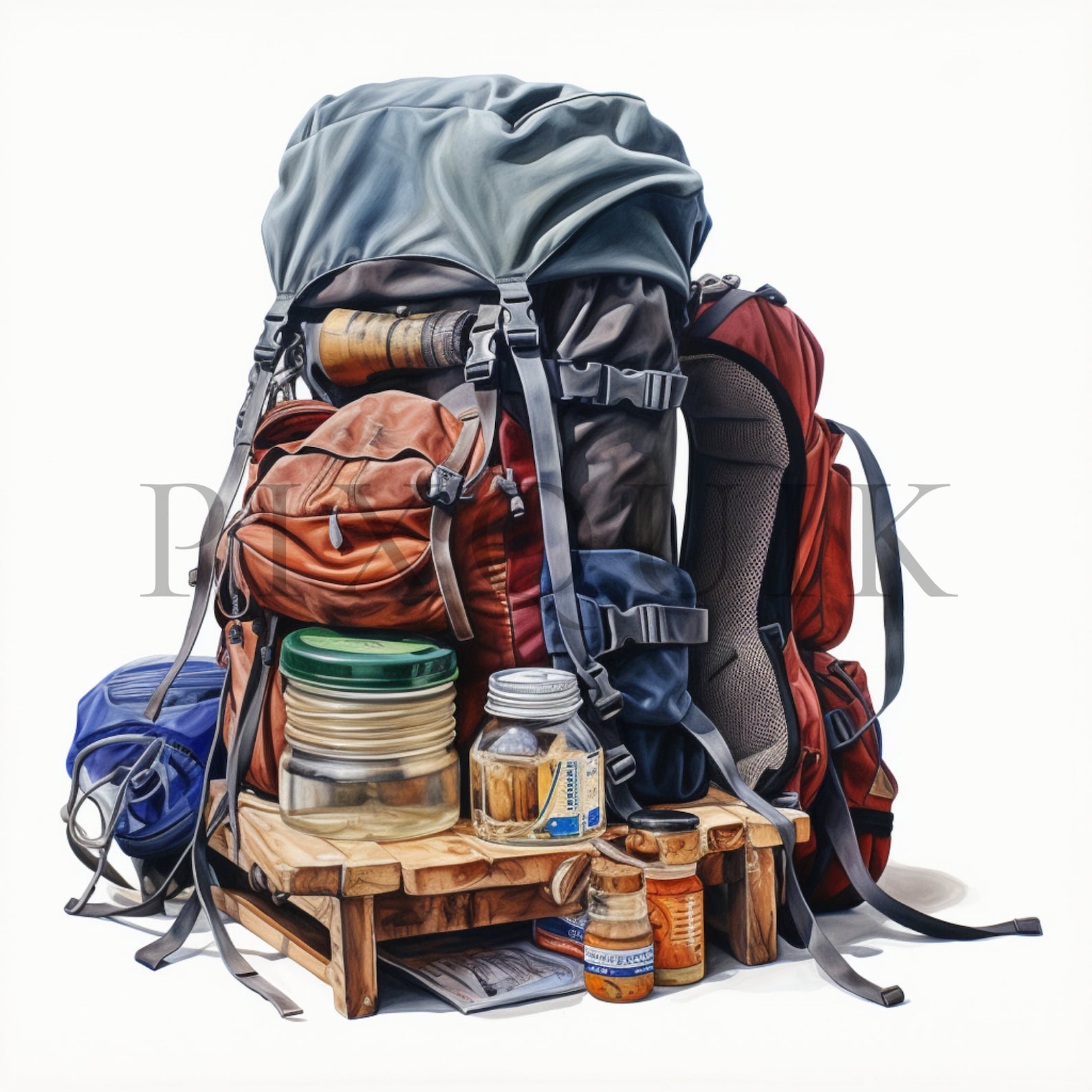 Watercolor Backpacking Clipart 10 High Quality Jpgs Digital Download ...