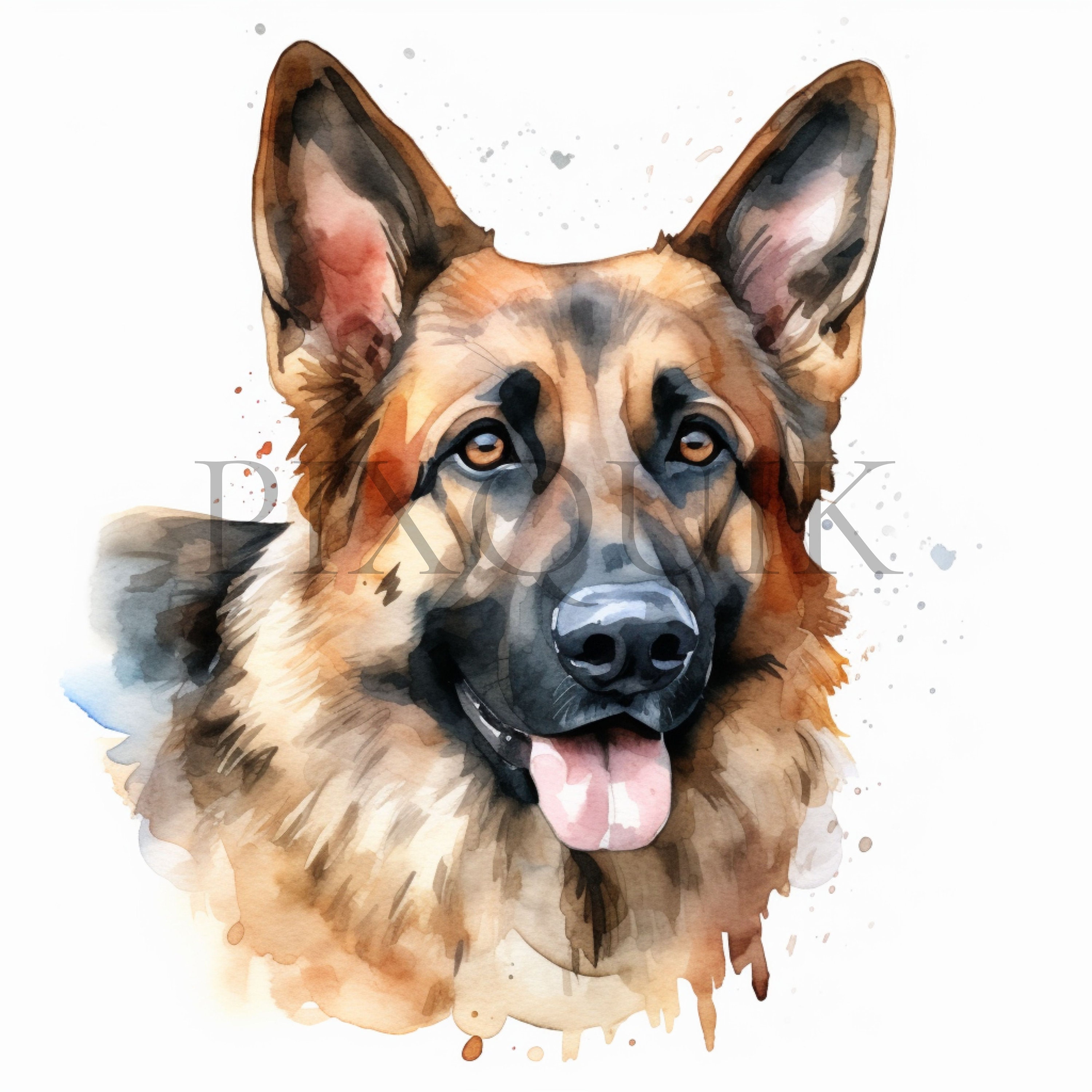 Watercolor German Shepherd Clipart 10 High Quality Jpgs Instant Digital ...