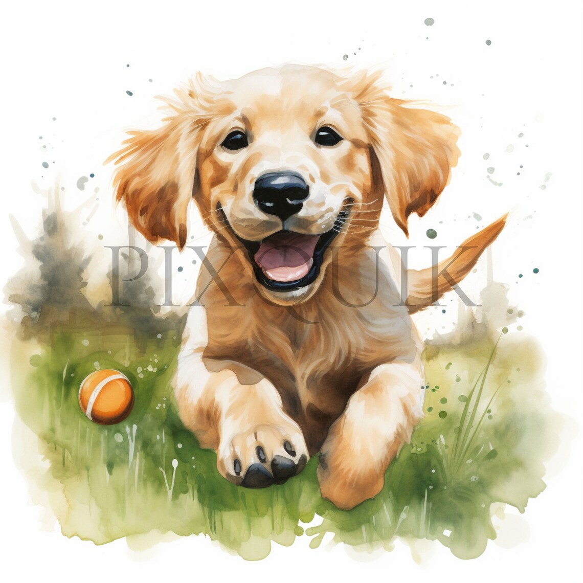 Watercolor Golden Retriever Clipart | 10 Dog Jpgs (digital Download) - Etsy