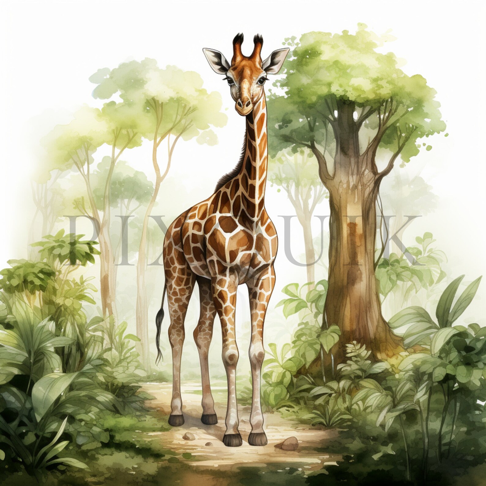 Giraffe Watercolor Clipart | Animal Illustration, Scrapbook (digital ...