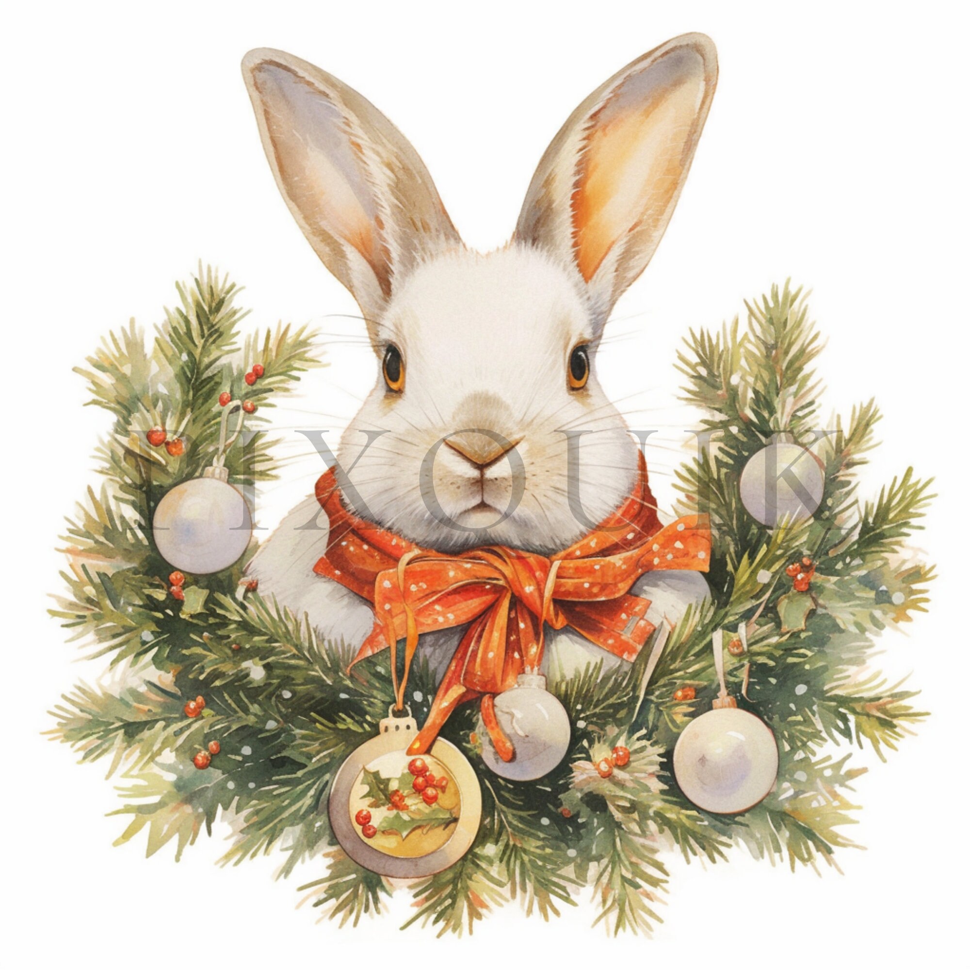 Holiday Bunny Clipart | Christmas Rabbit Jpgs (digital Download) - Etsy
