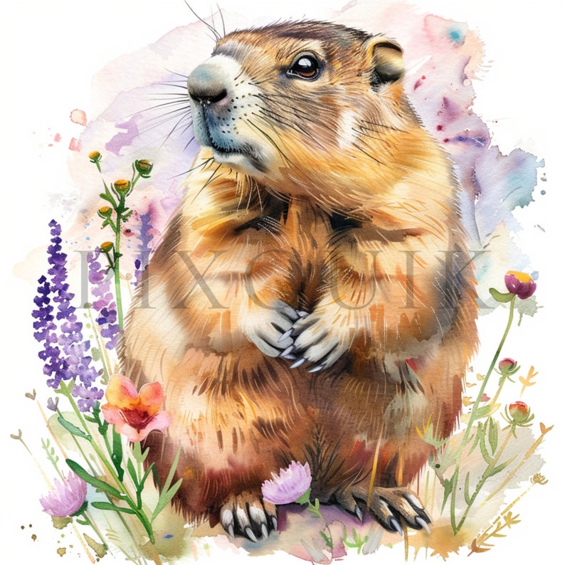 Groundhog Watercolor Clipart | Groundhog's Day JPG (digital Download ...