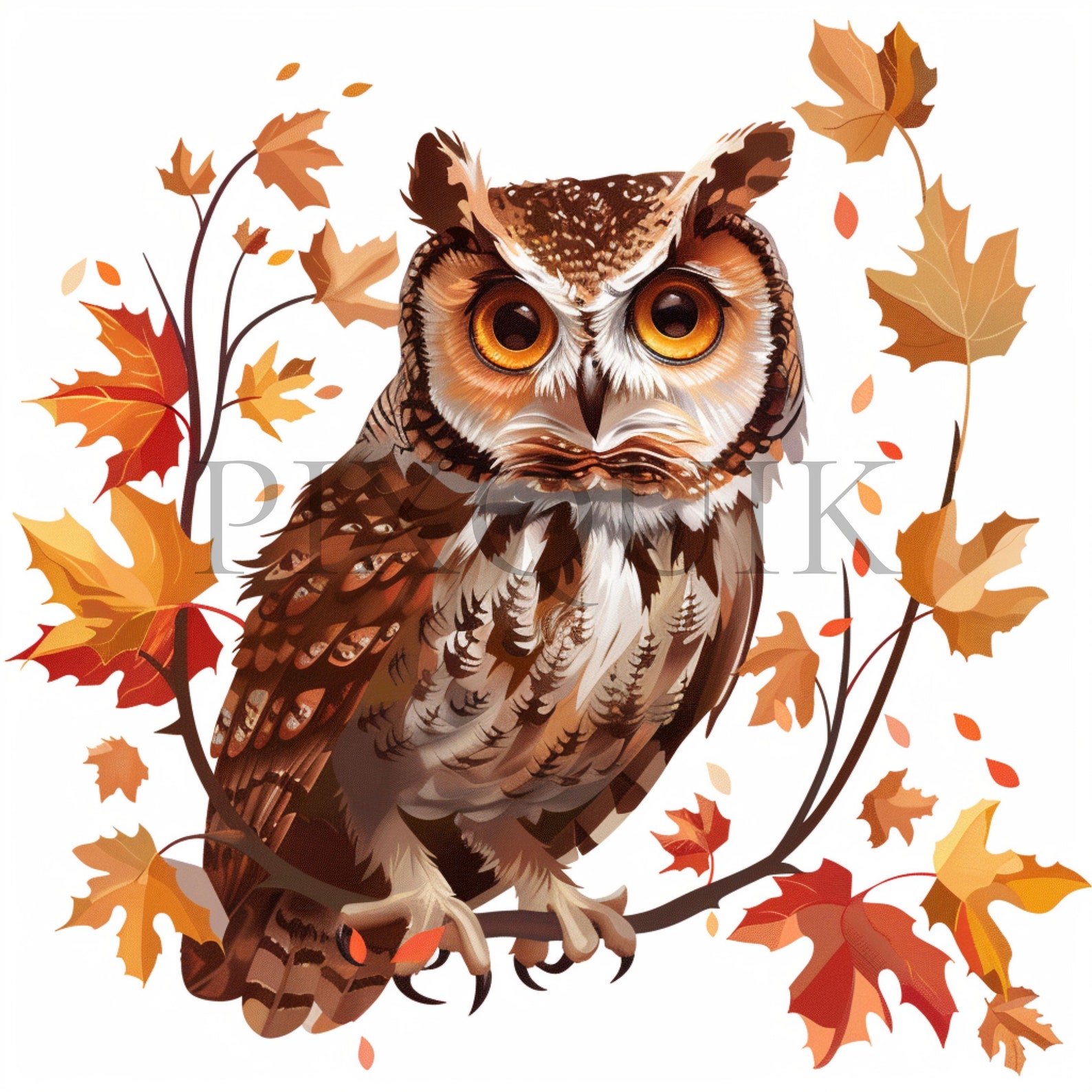 Autumn Owl Clipart | Fall Bird JPG Graphics (digital Download) - Etsy