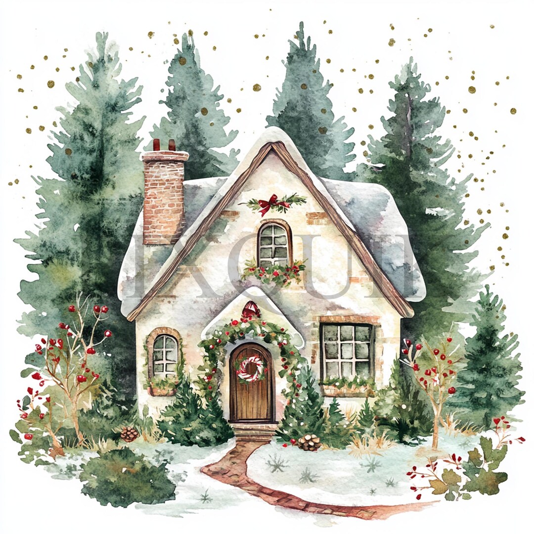 Holiday Country Cottage Clipart | 10 High Quality Jpg's | Christmas ...