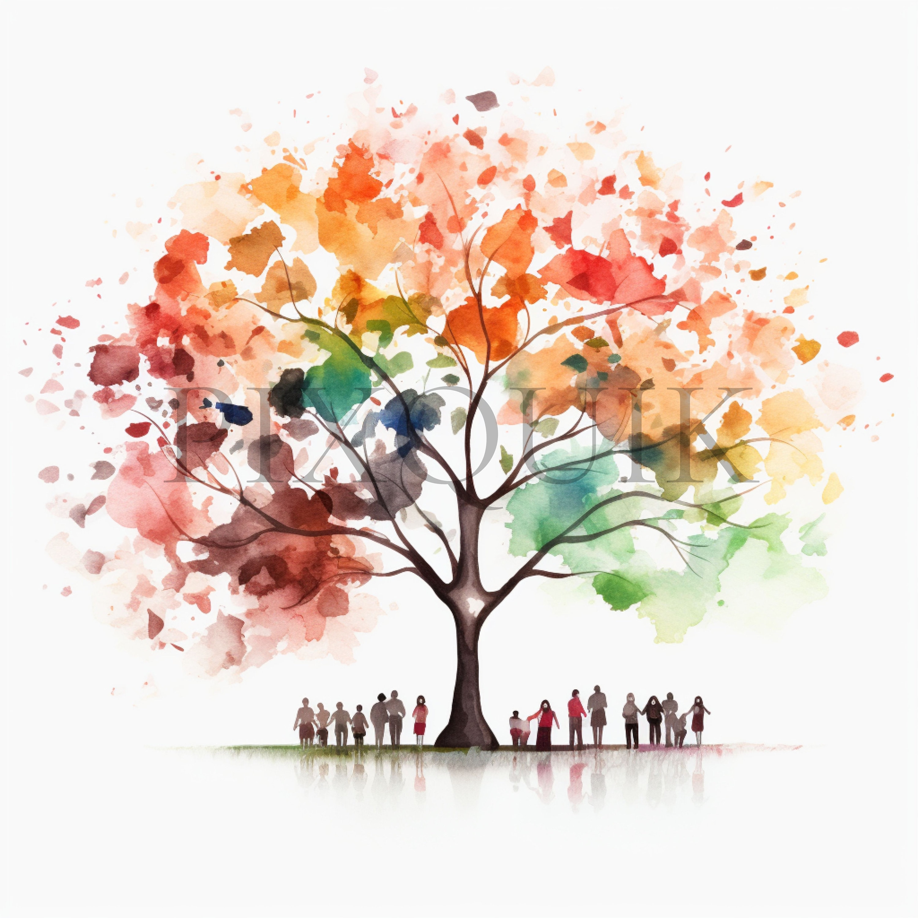 Watercolor Family Tree Clipart Set 10 High Quality Jpgs Digital ...