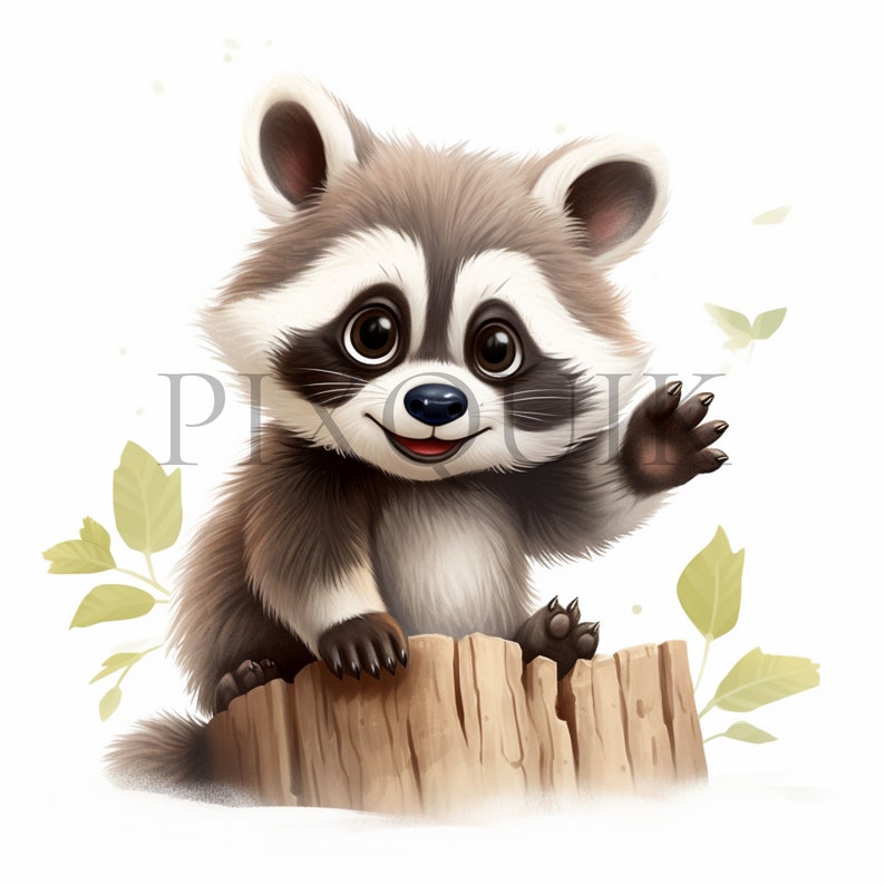 Raccoon Clipart Woodland Animal Clipart 10 High Quality JPG Cute ...