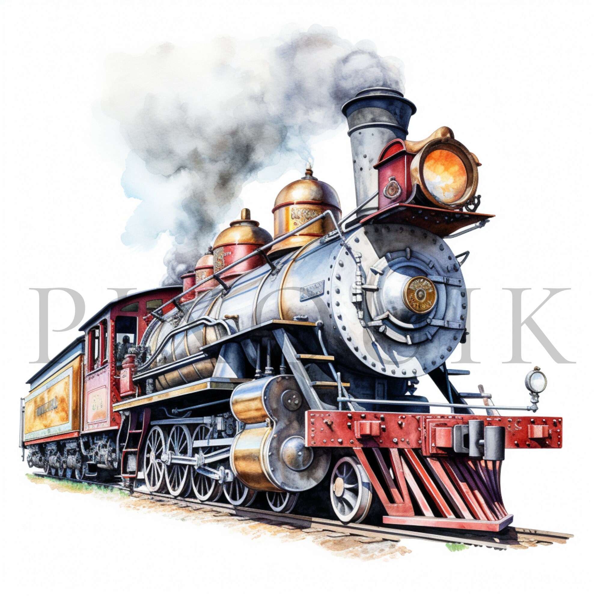 Watercolor Steam Train Clipart Train Clipart 10 High Quality Jpgs ...