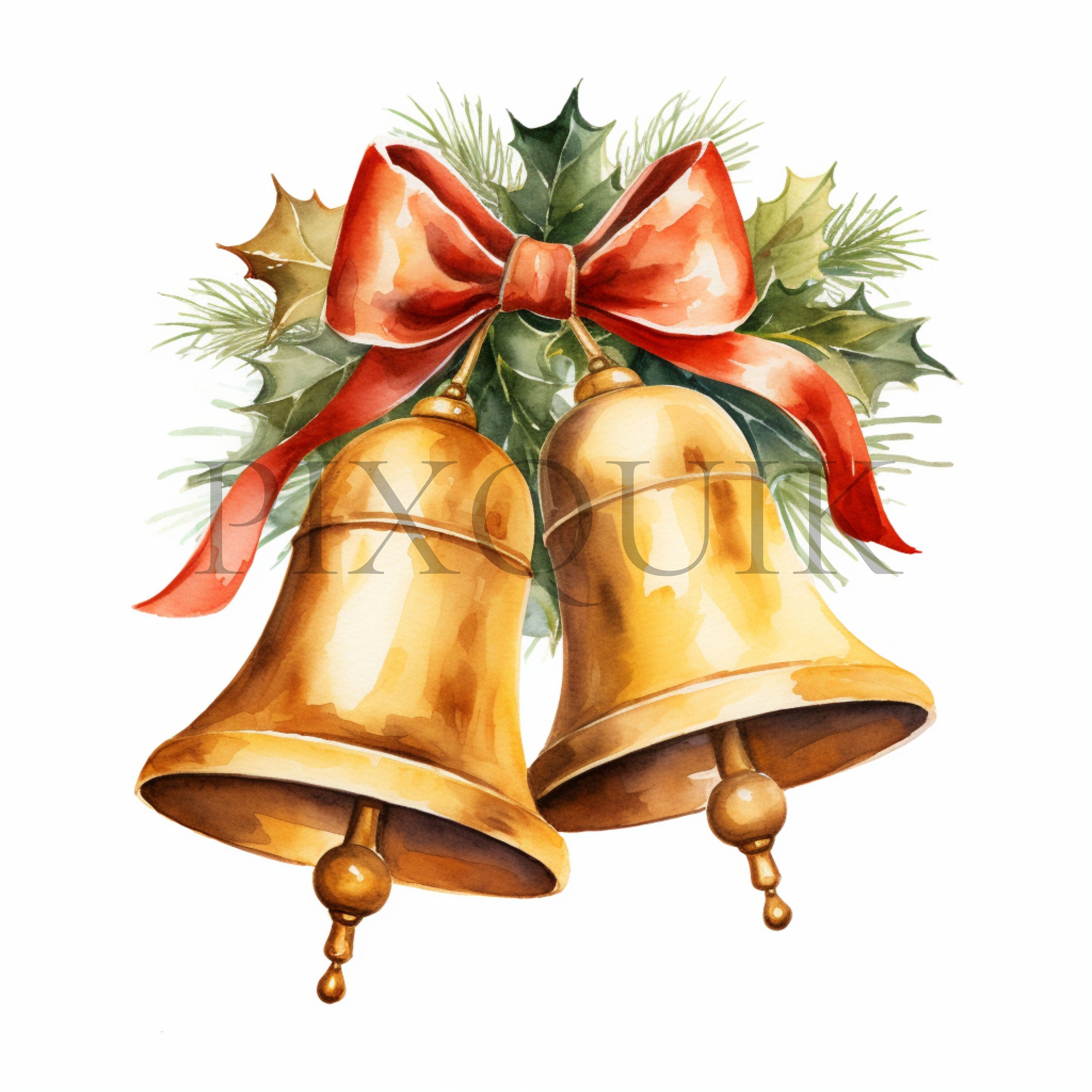 Christmas Bell Clipart | 10 High Quality Jpg's | Digital Download ...