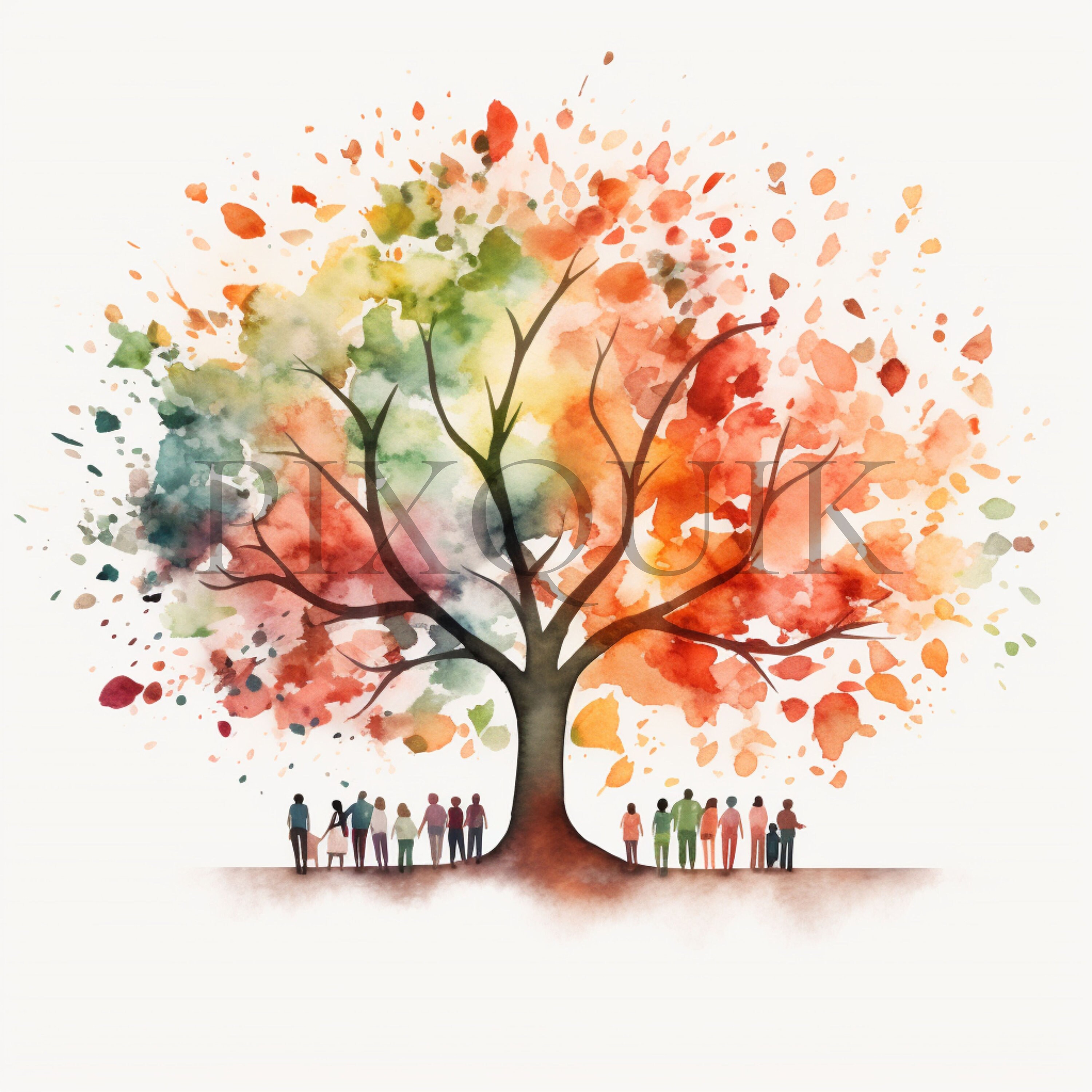 Watercolor Family Tree Clipart Set 10 High Quality Jpgs Digital ...